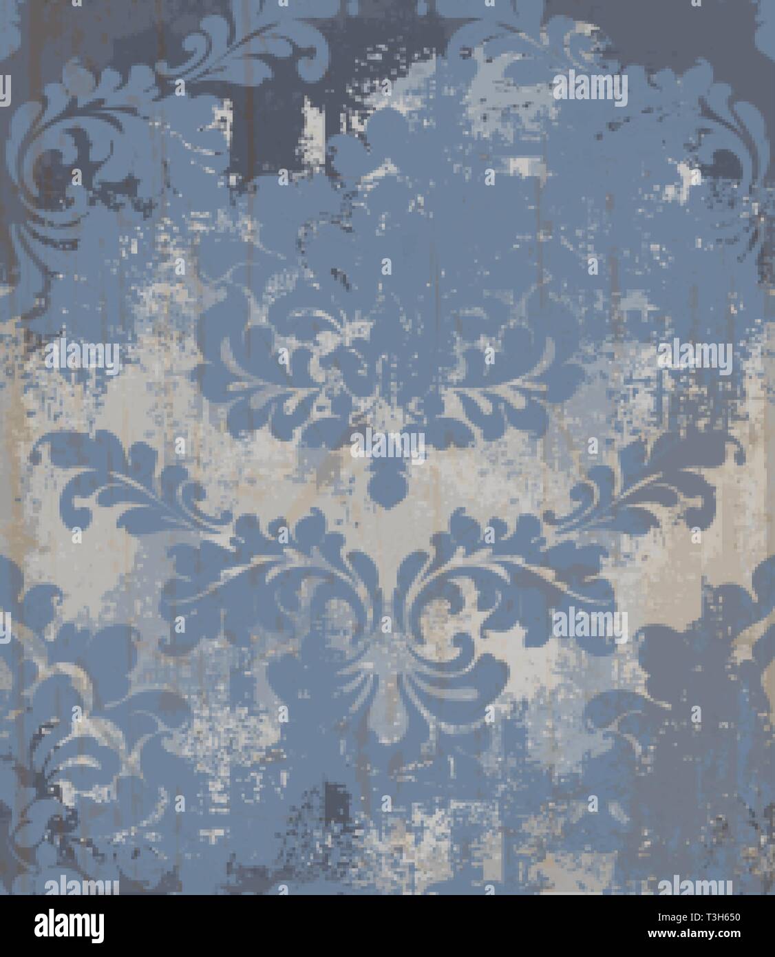 Vector rococo pattern texture. Damask ornament grunge background ...