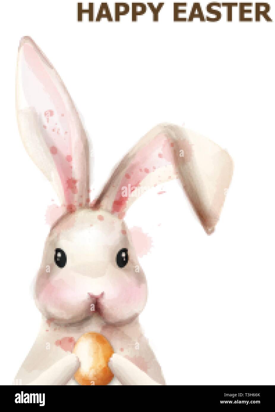 Easter bunny rabbit Vector. Cute pet holiday card isolated on white ...