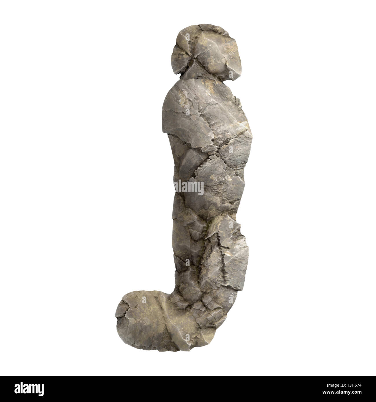 Rock letter J - Lower-case 3d boulder font isolated on white background ...