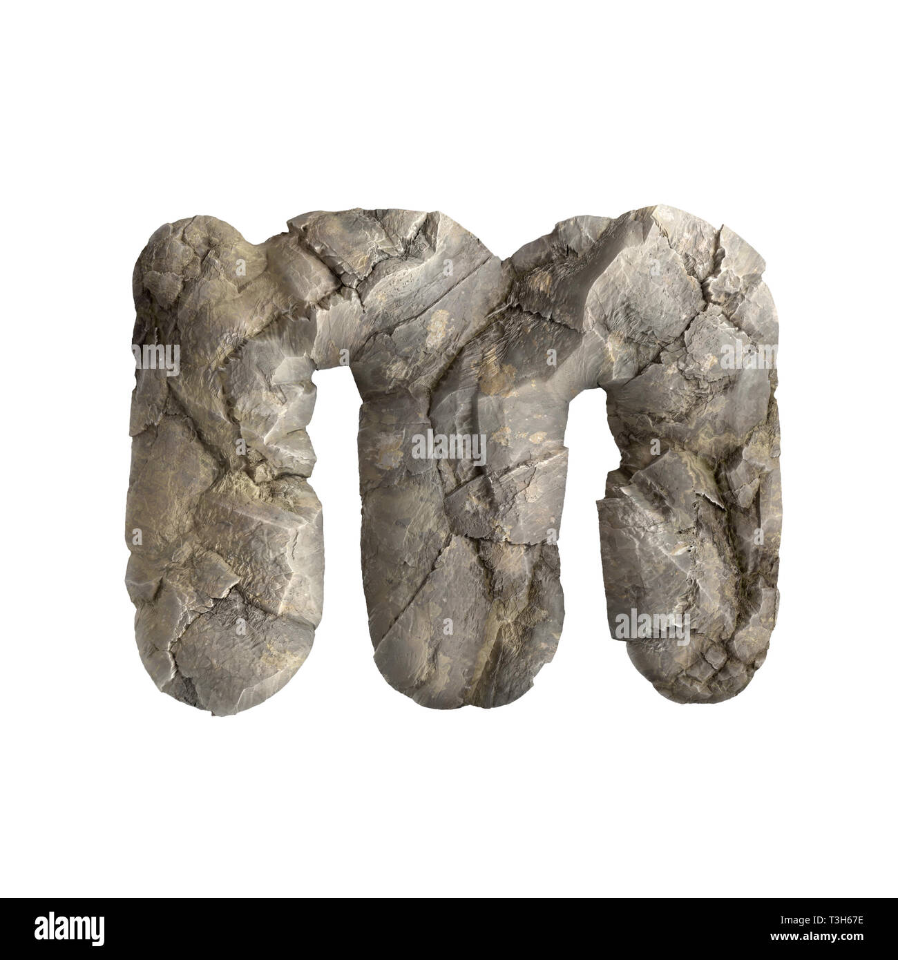 Rock letter M - Small 3d boulder font isolated on white background ...