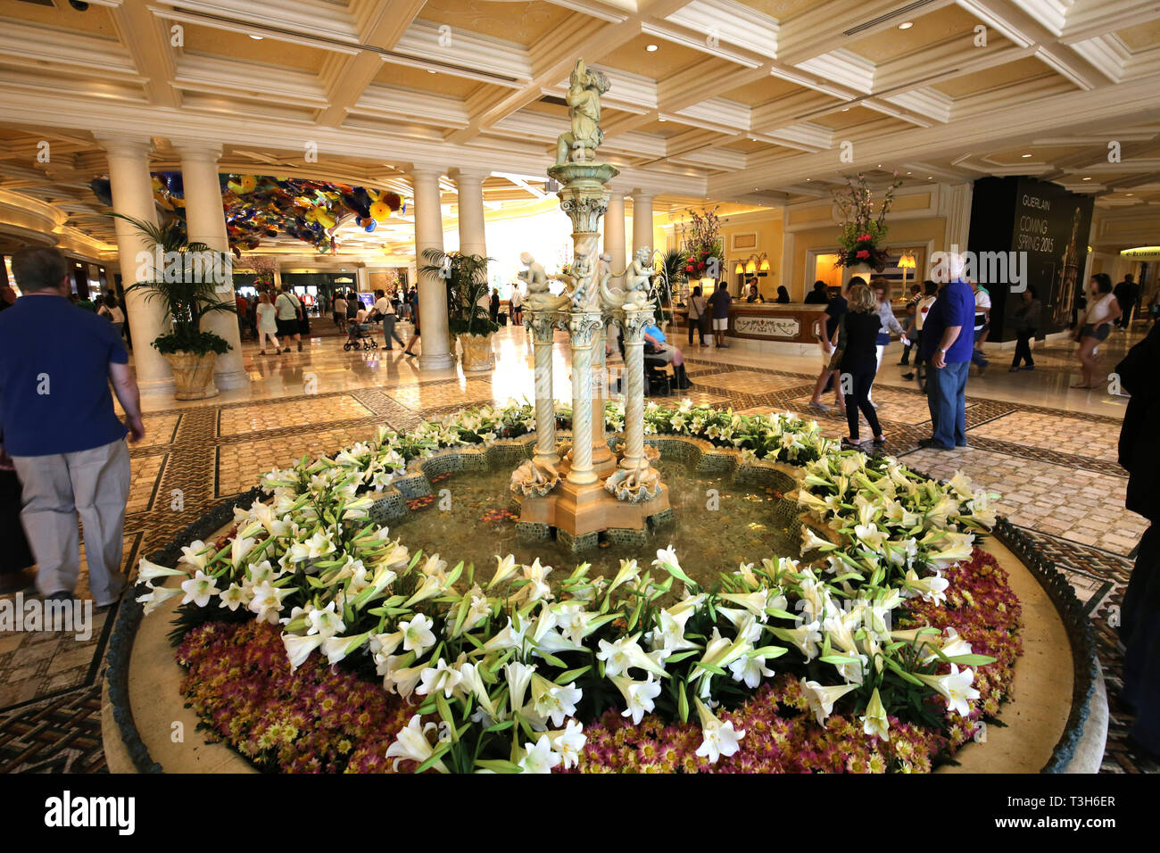 LAS VEGAS, NEVADA - APRIL 06, 2015 : interiors of the lobby at Bellagio ...