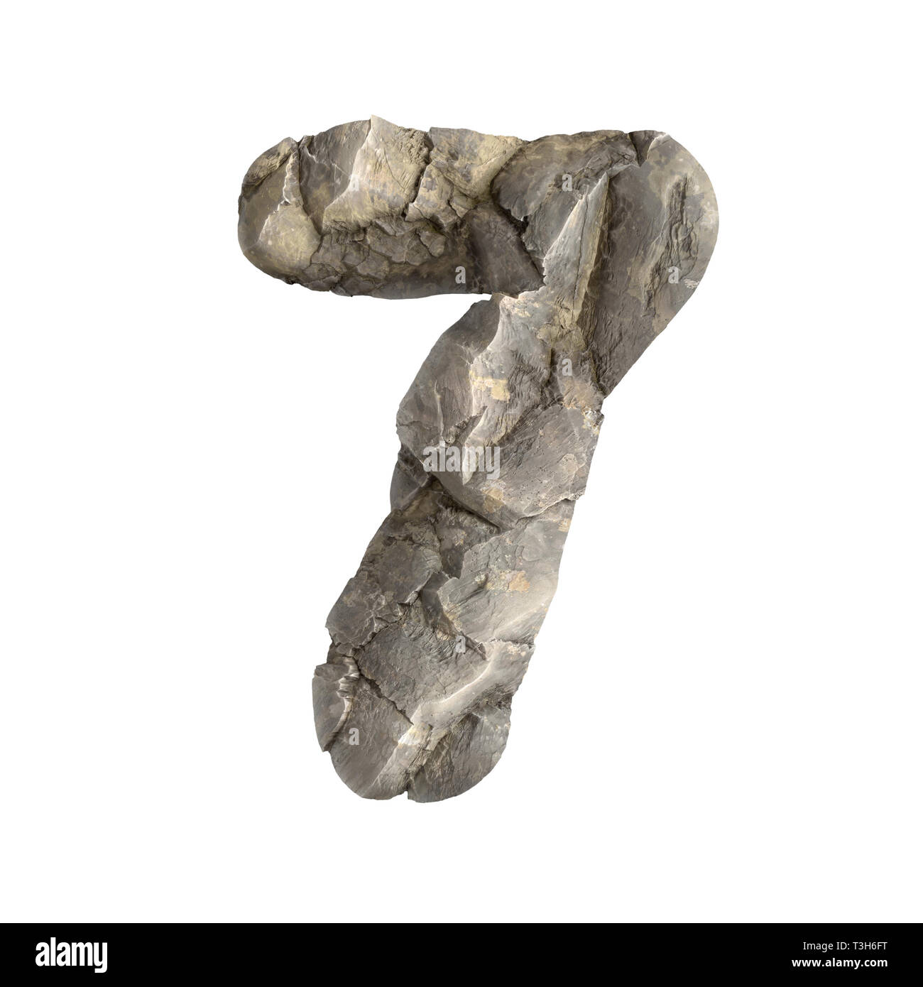 Rock number 7 - 3d boulder digit isolated on white background. This ...