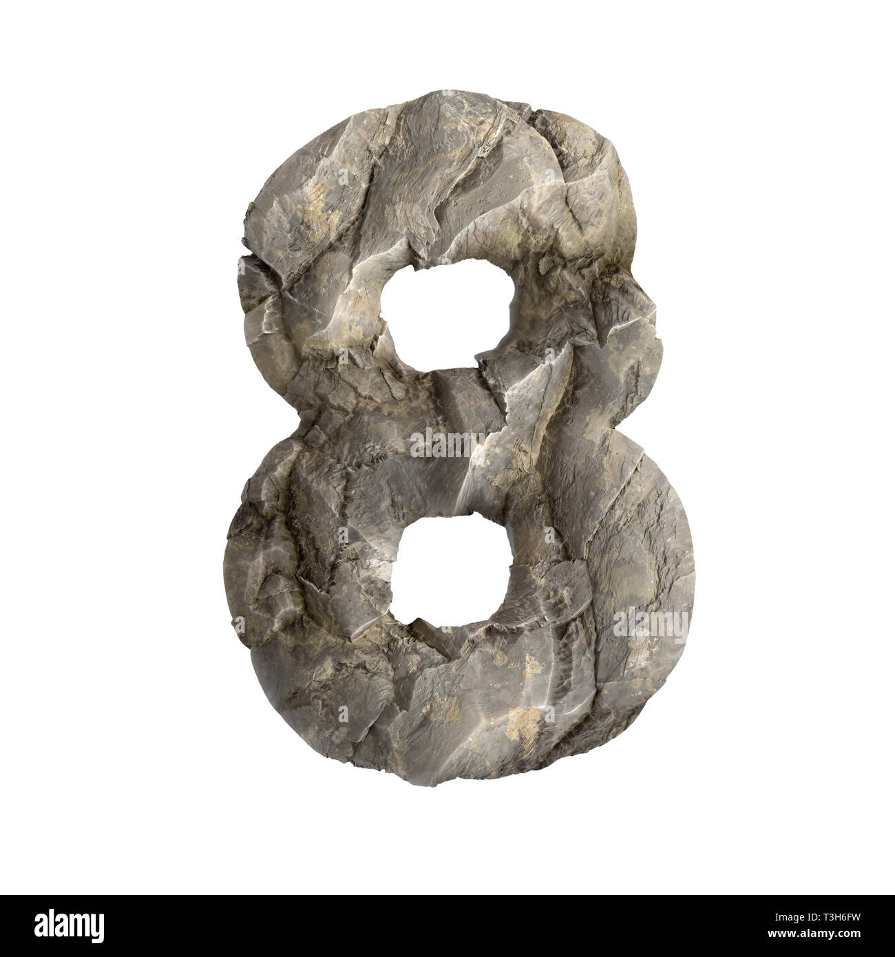 Rock number 8 - 3d boulder digit isolated on white background. This ...