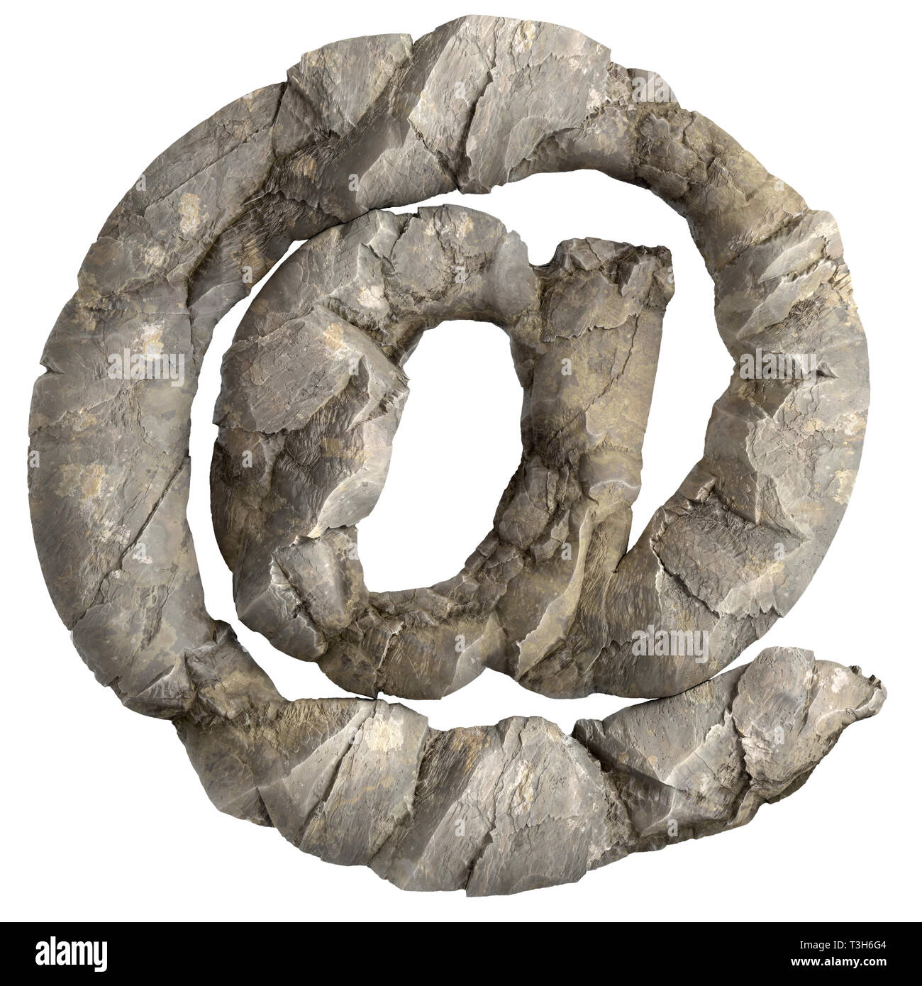 Rock email sign - 3d Arobase symbol boulder isolated on white ...