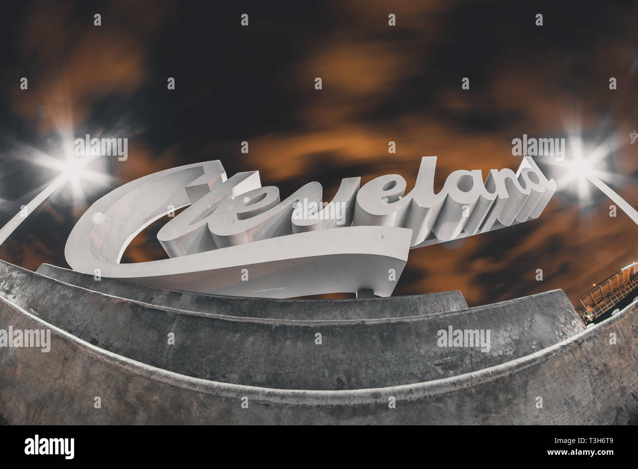 Cleveland Script Sign Stock Photo - Alamy