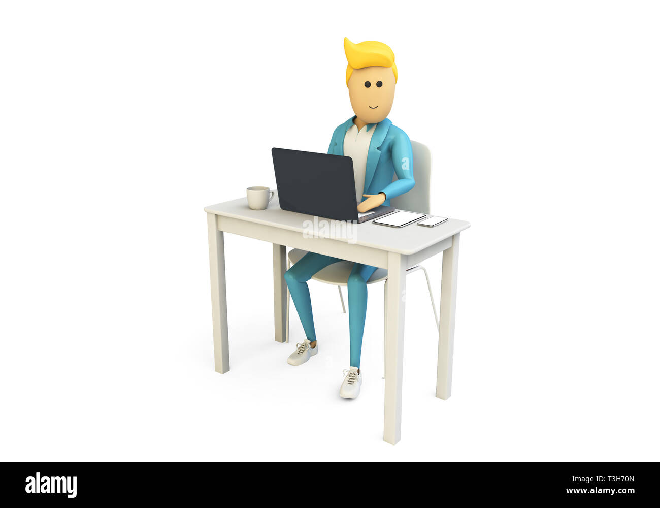 Businessman cartoon character working computer hi-res stock photography ...
