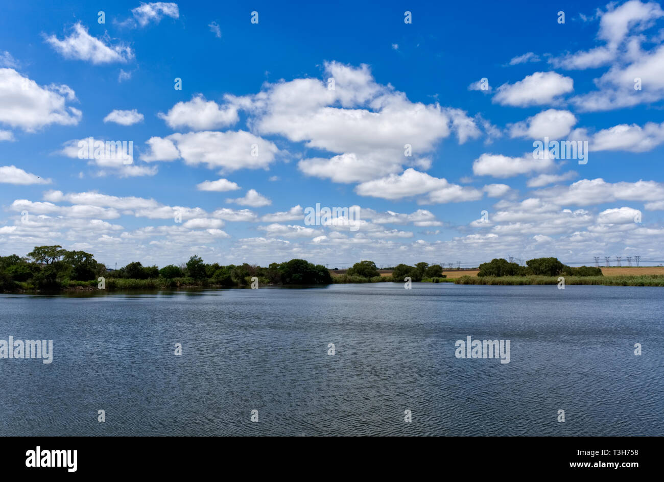 Landscape shot of a South African dam Stock Photo - Alamy