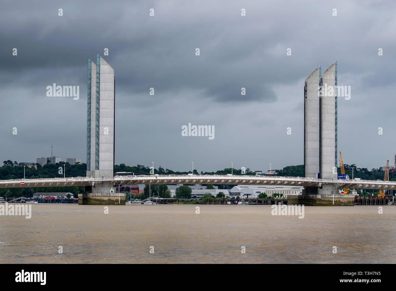 The Pont Jacques Chaban Delmas Bridge, Bordeaux, France. A view of the ...