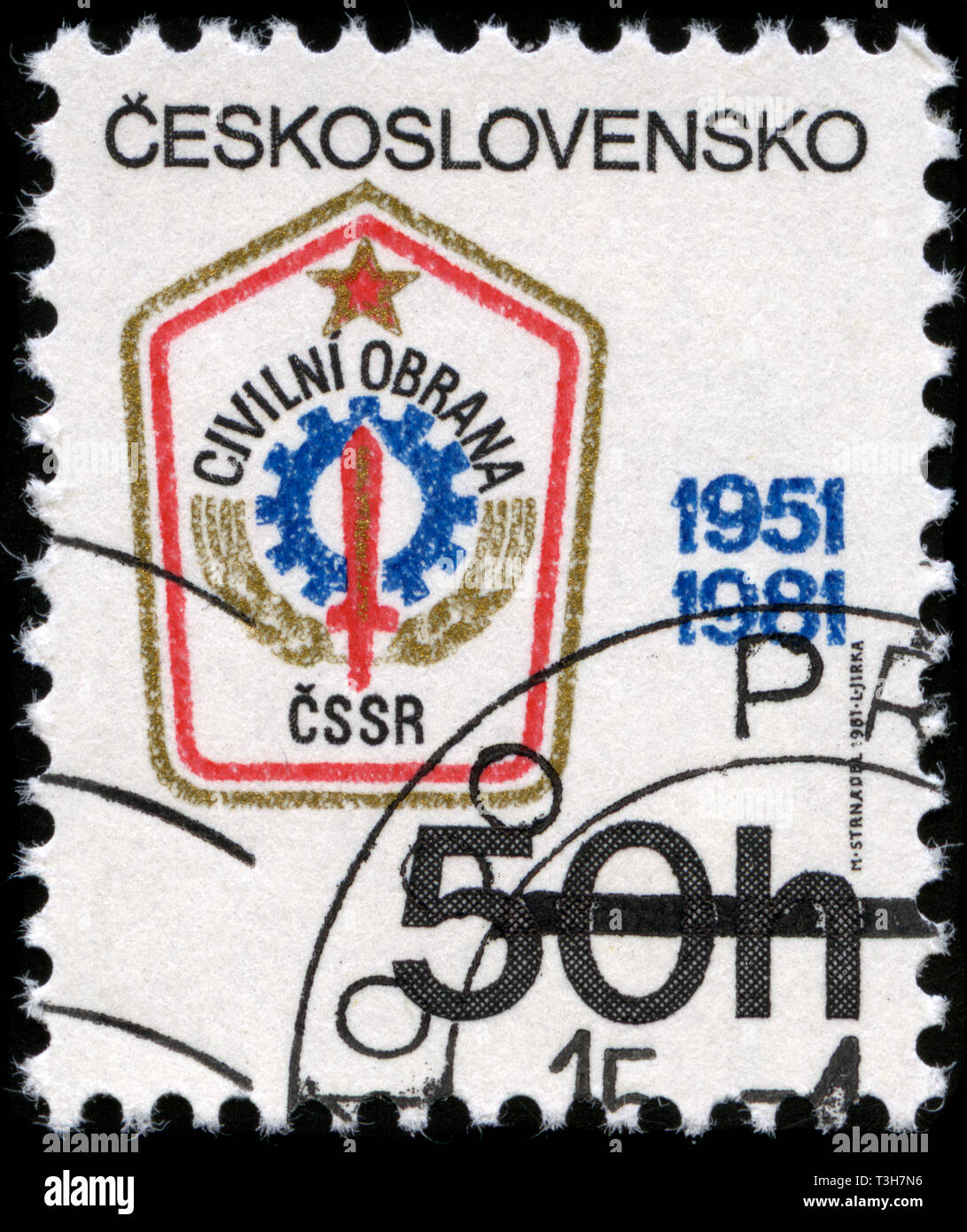 Postage stamp from the former state Czechoslovakia in the Anniversary ...