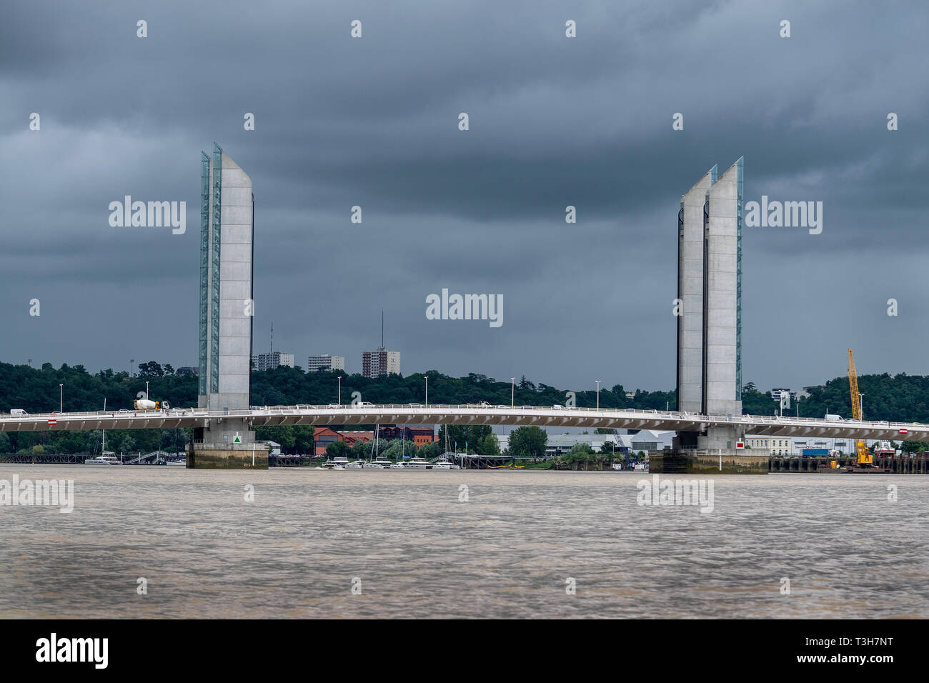 The Pont Jacques Chaban Delmas Bridge, Bordeaux, France. A view of the ...