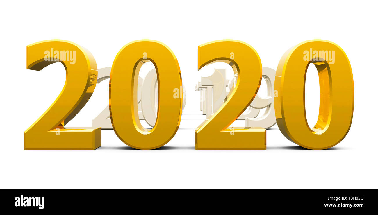 Gold 2020 come represents the new year 2020, three-dimensional ...