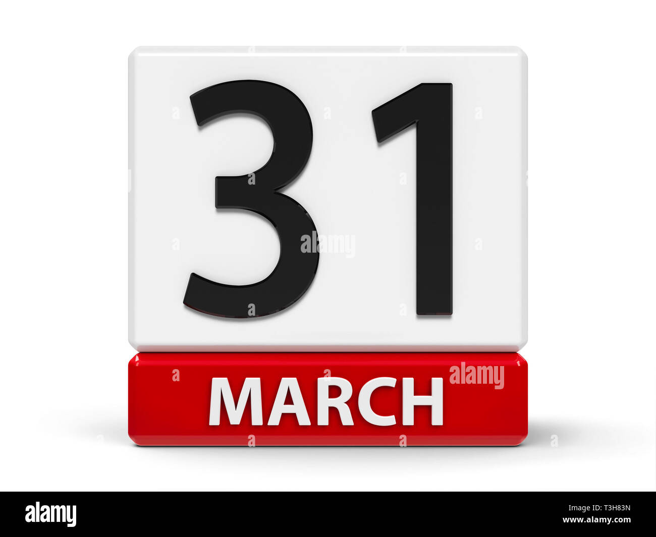 Red and white calendar icon from cubes - The Thirty First of March - on ...