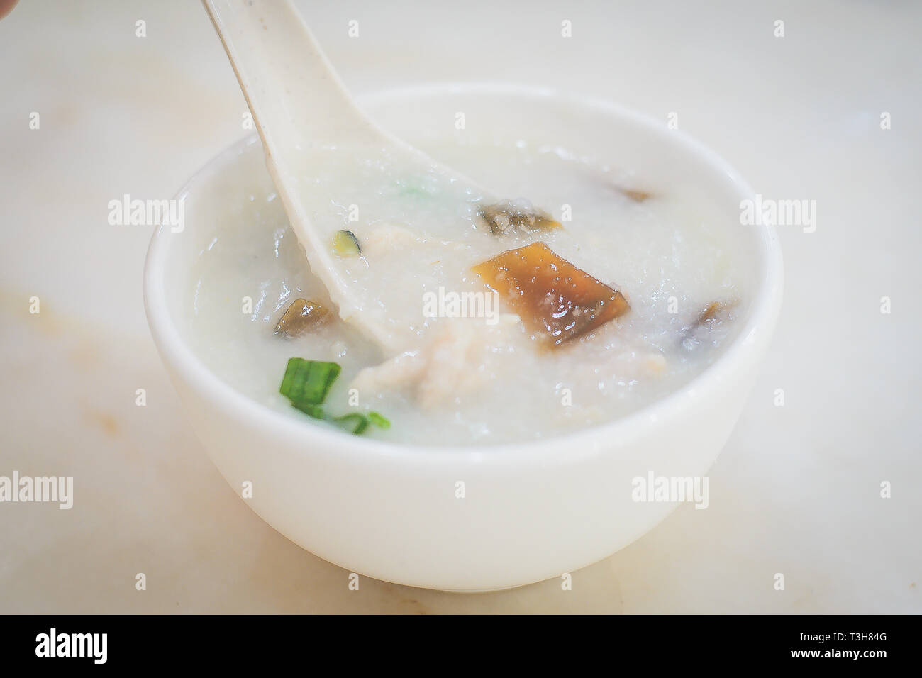 Cantonese rice Porridge with Century Egg and Pork and spring onion ...