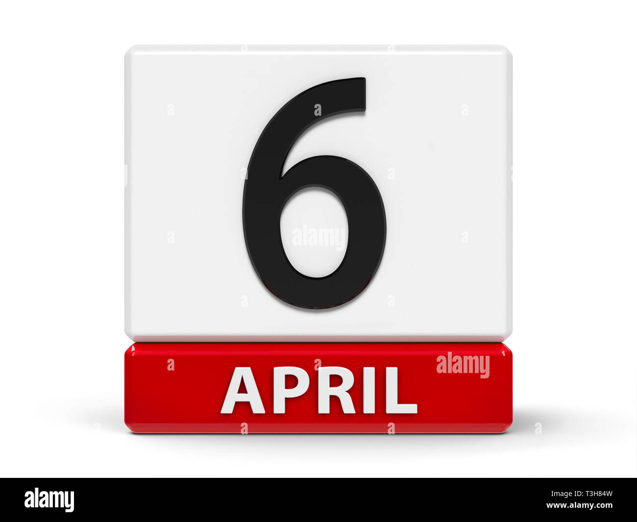 Red and white calendar icon from cubes - The Sixth of April - on a ...