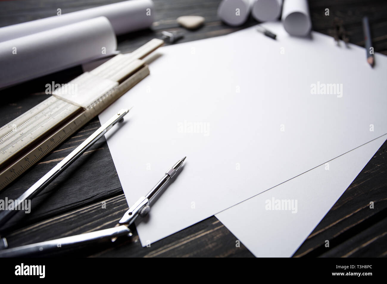 The workplace of the engineer who creates the project. office workspace ...