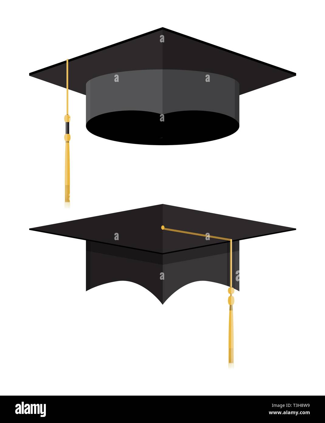 Academic graduation cap. Student hat. Vector illustration in flat style ...