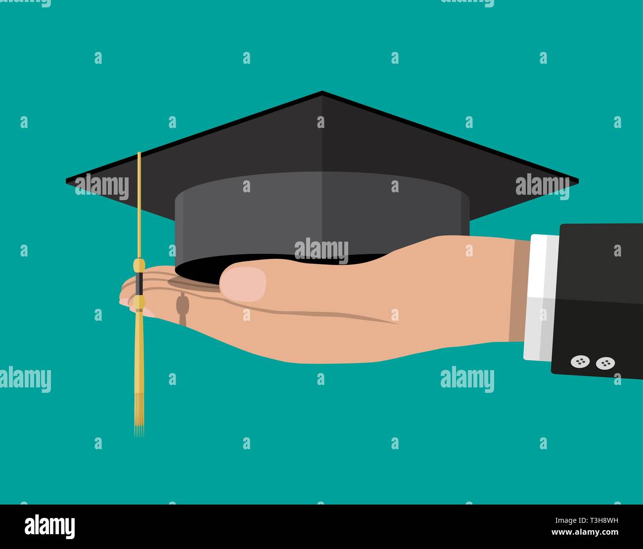 Academic graduation cap in hand. Student hat. Education and graduation ...