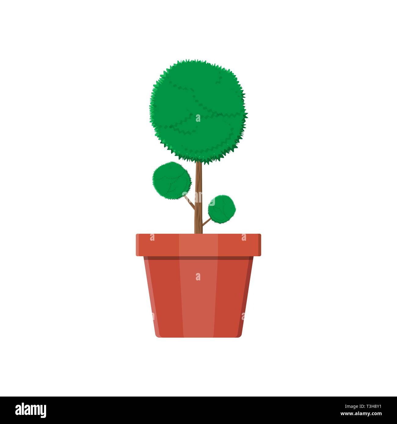Plant tree in flower pot. Decoration home plant. Vector illustration in ...