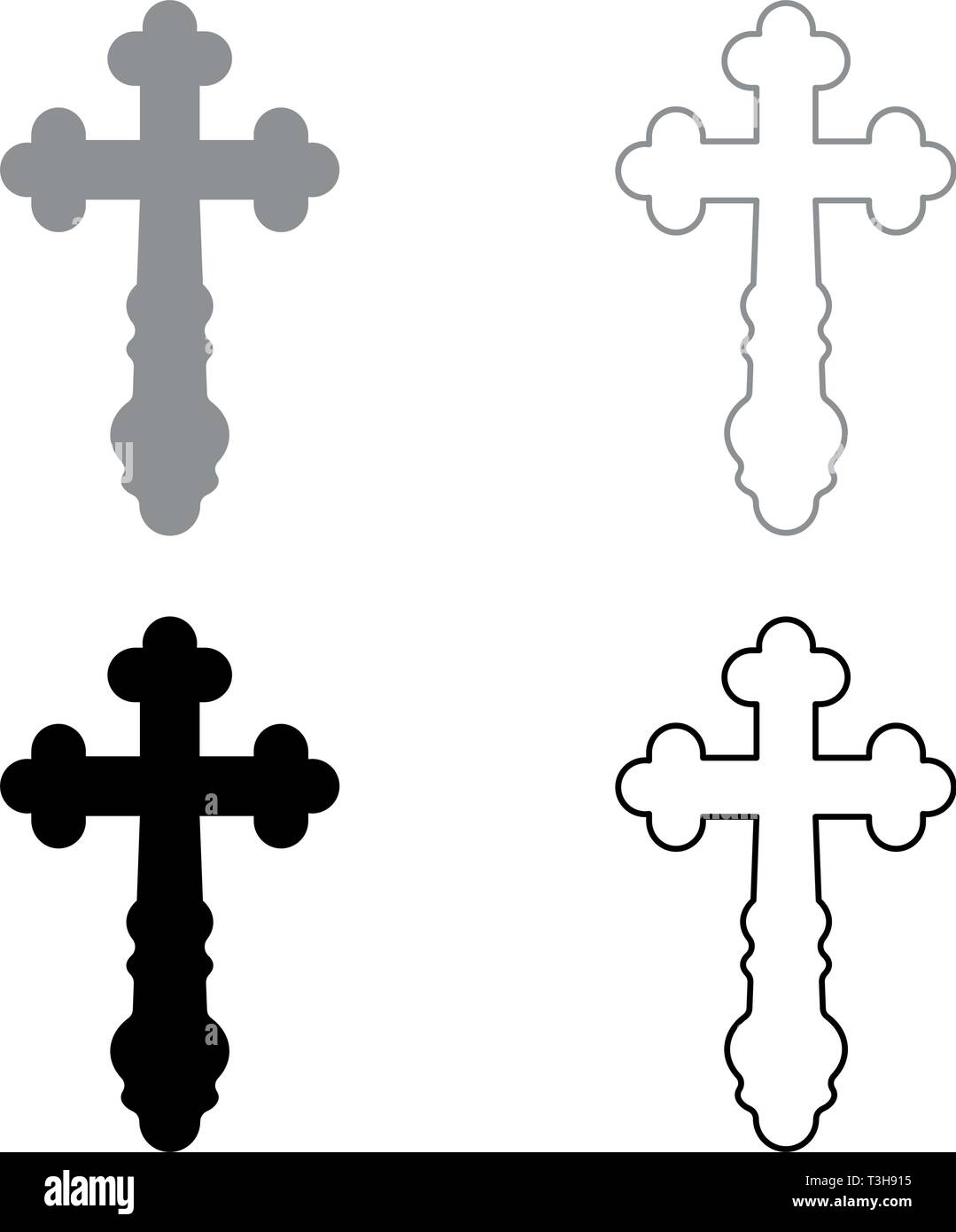 Cross trefoil shamrock Cross monogram Religious cross icon set black ...