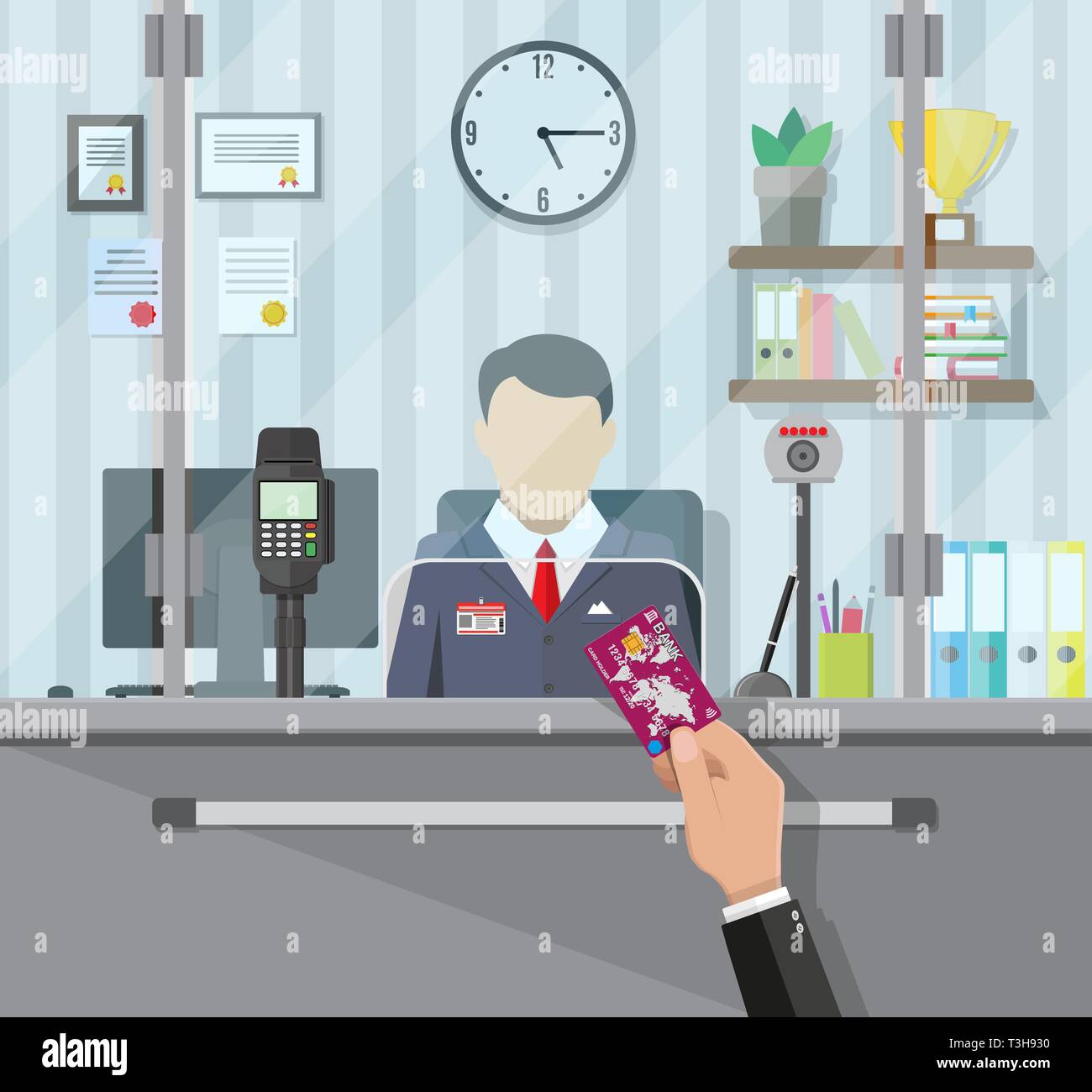 Bank cashier behind glass hi-res stock photography and images - Alamy