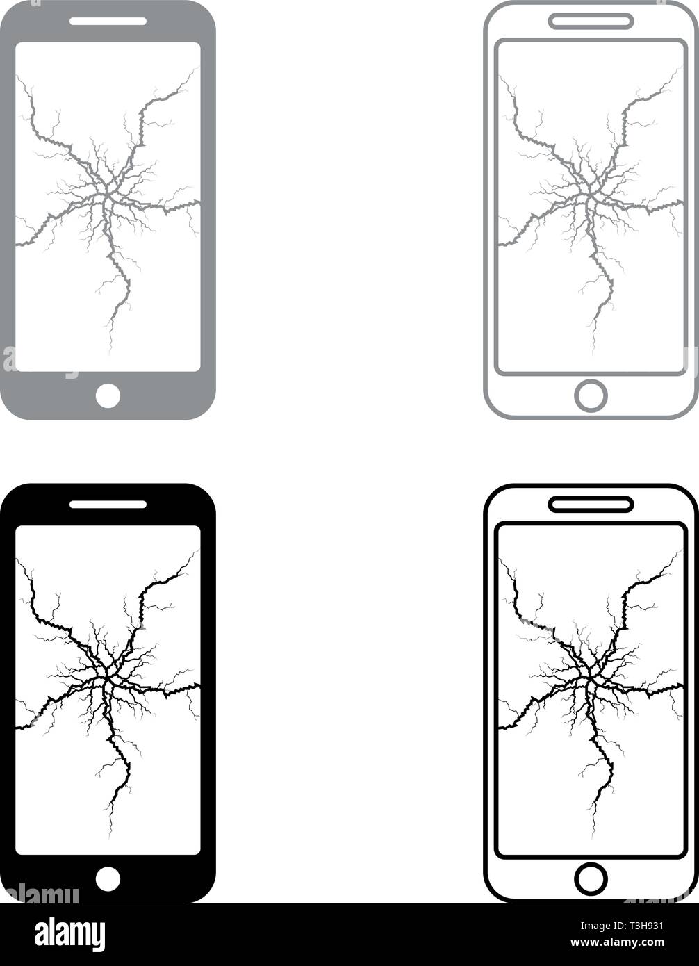 Smartphone with crack on display Broken modern mobile phone Shattered ...
