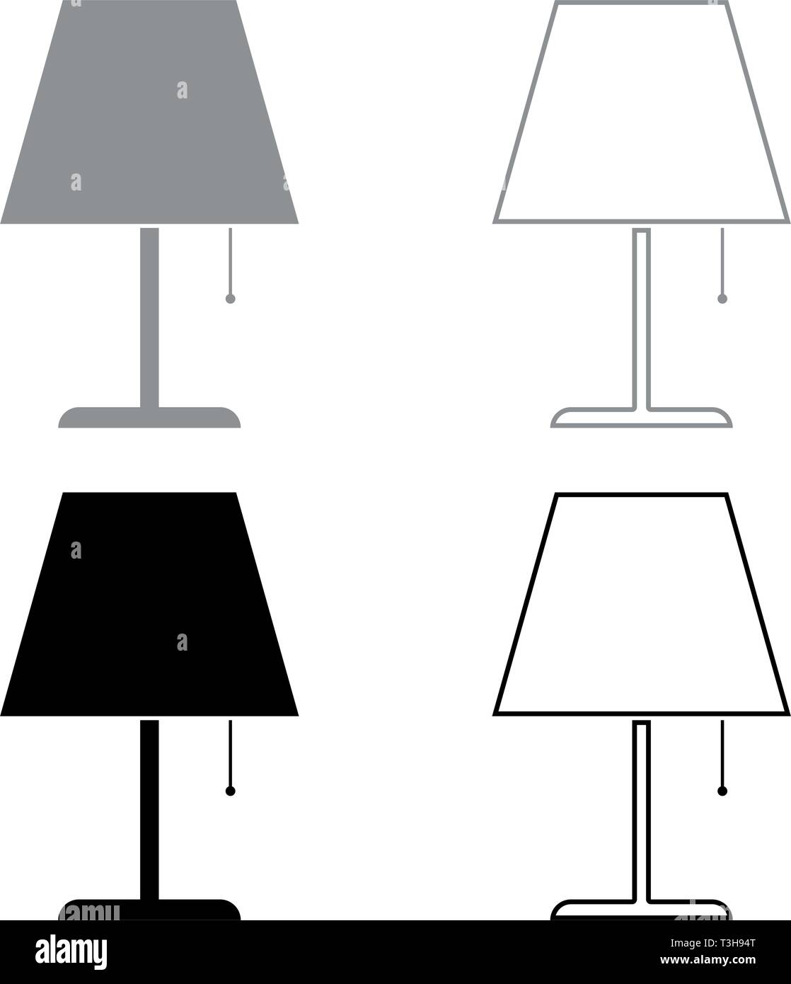 Table lamp Night lamp Clasic lamp icon set black grey color vector ...