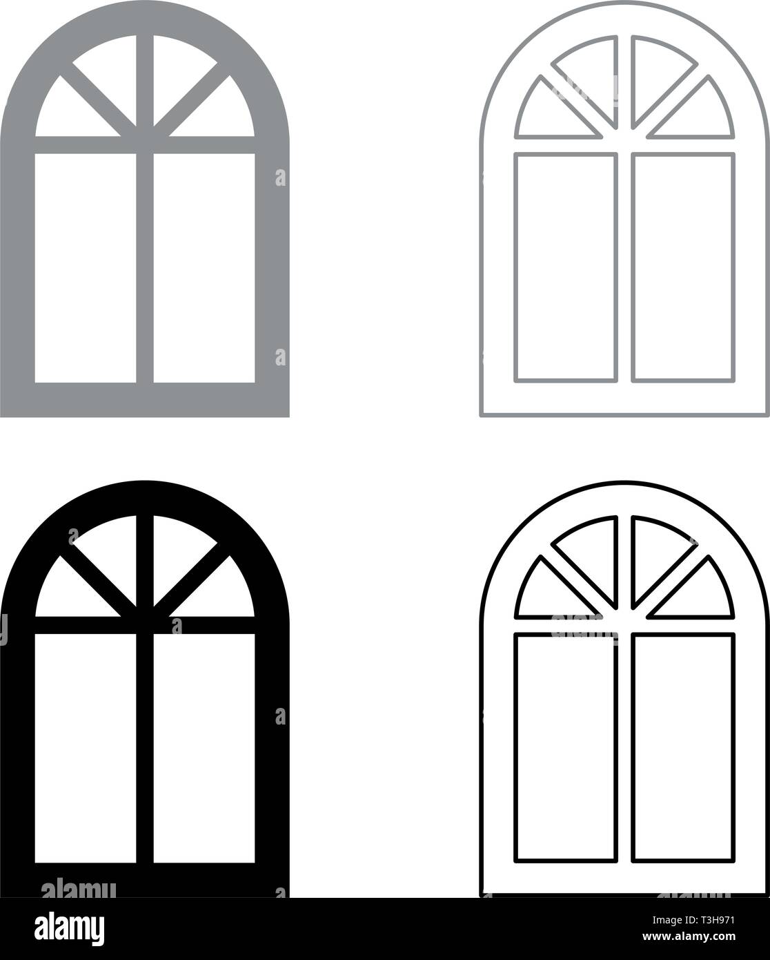 Window frame semi-round at the top Arch window icon set black grey ... Window frame semi-round at the top Arch window icon set black grey ...
