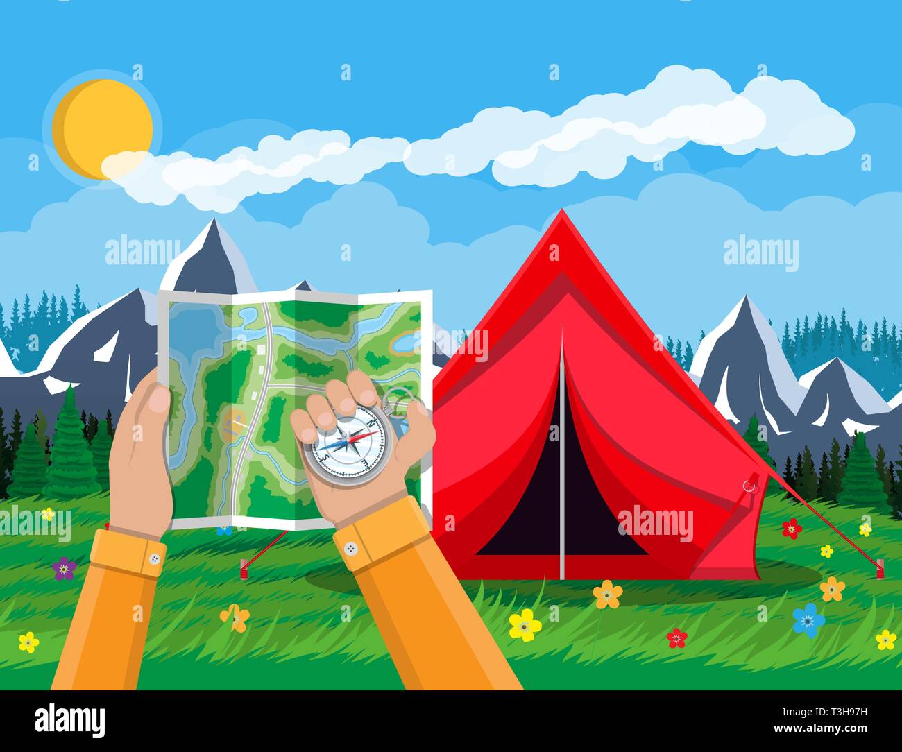 Gps paper map forest hi-res stock photography and images - Alamy