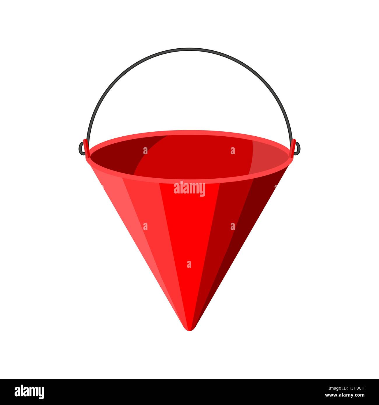 Red metal fire bucket for sand or water. Fire equipment. Vector ...