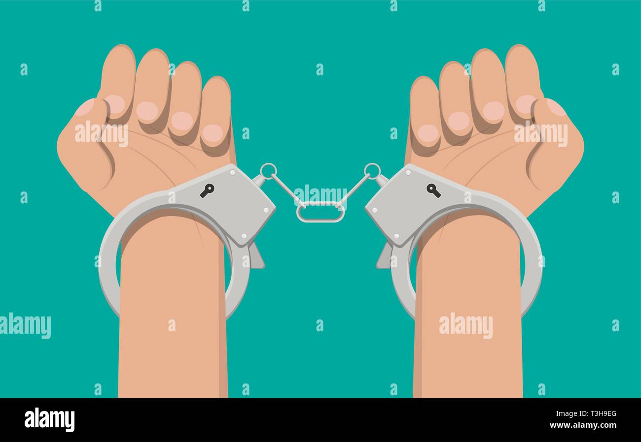 Modern metal handcuffs. Vector illustration in flat style Stock Vector ...
