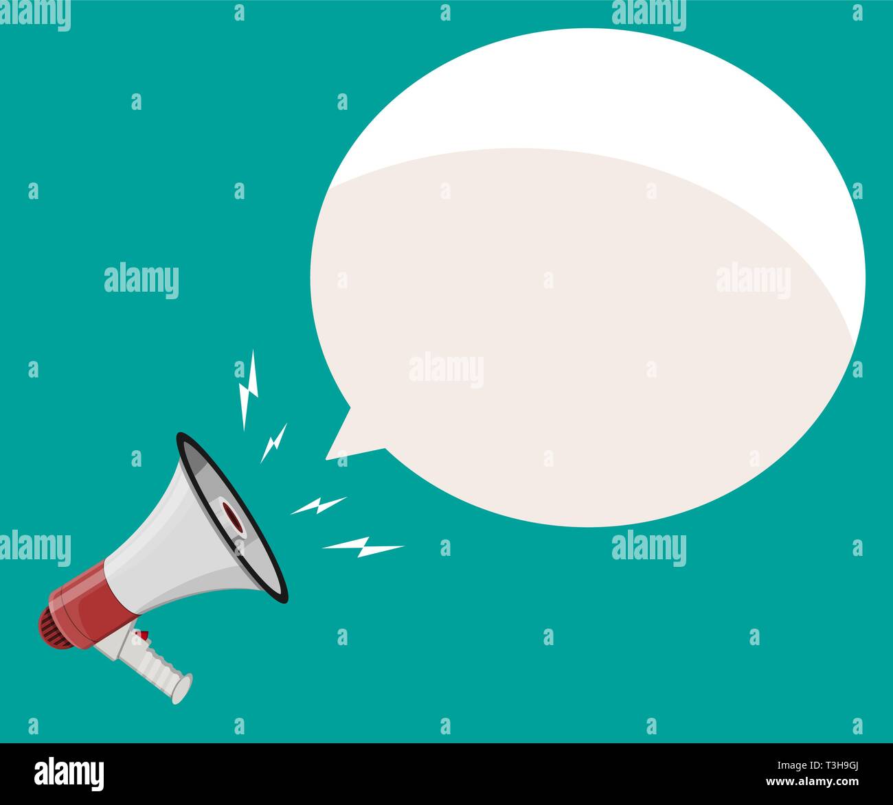 Loudspeaker or megaphone and speech balloon. Announcement element ...