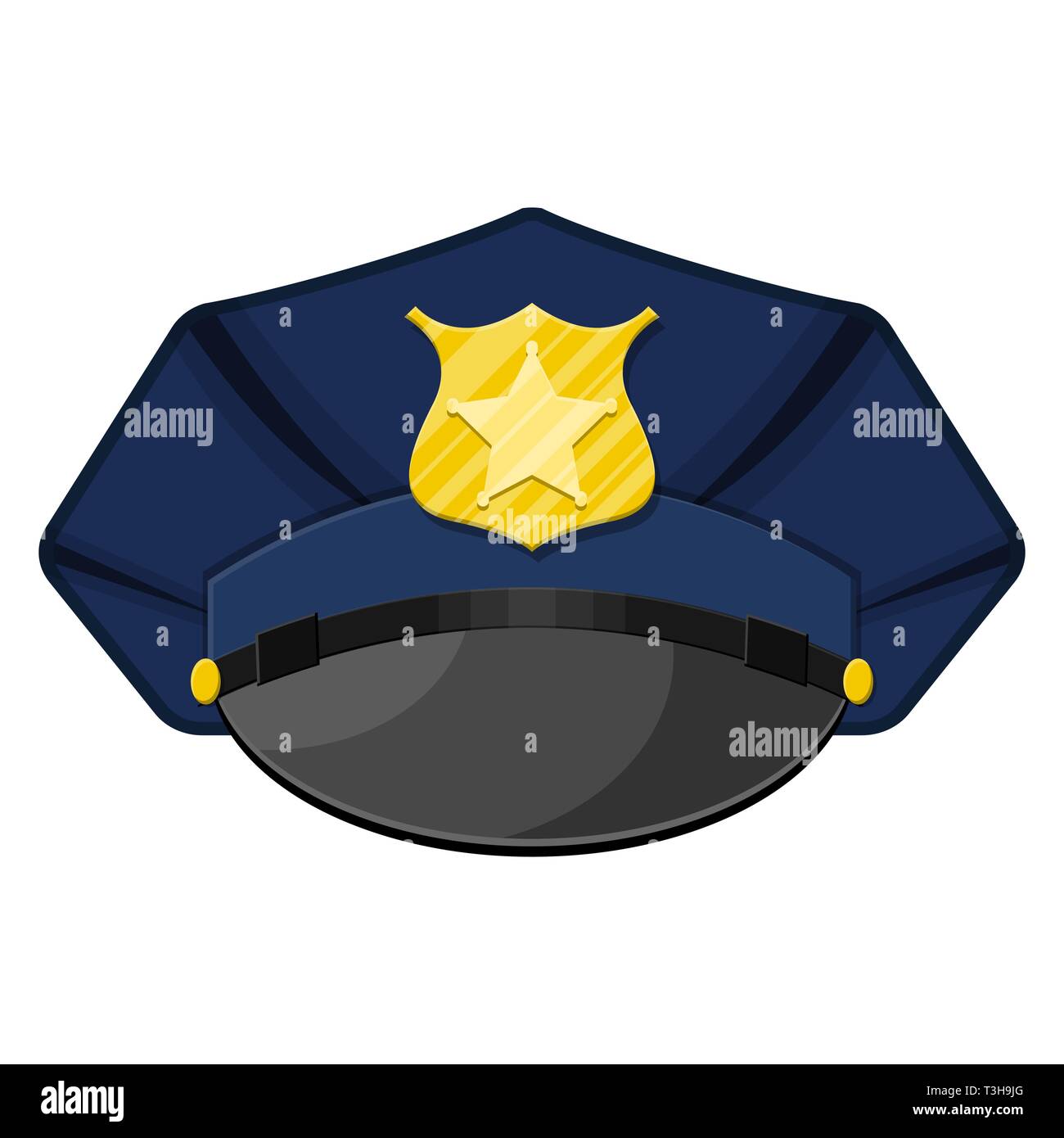 Police peaked cap with gold cockade. Vector illustration in flat style ...