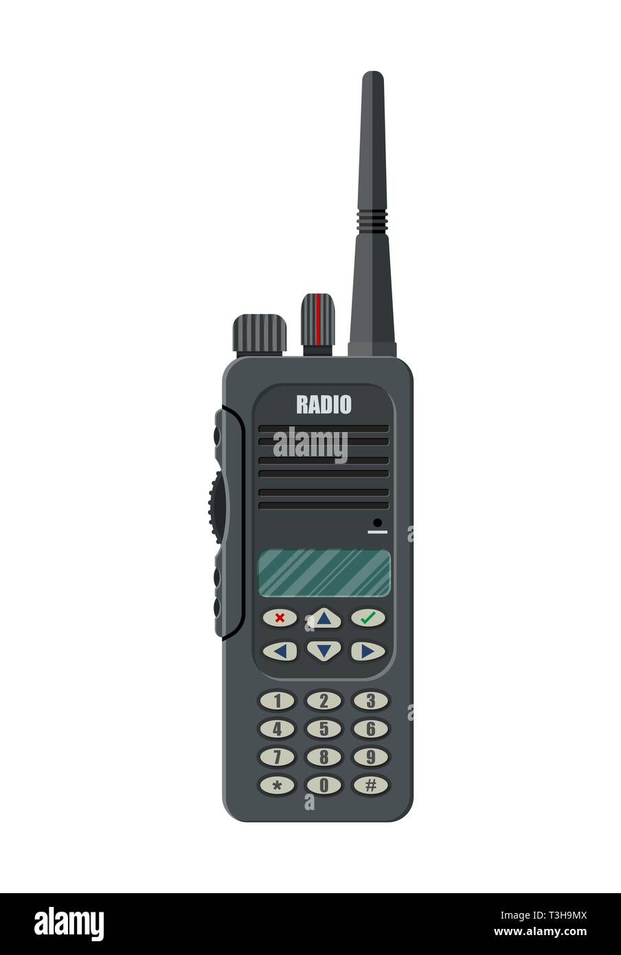 Modern portable handheld radio device. Vector illustration in flat ...