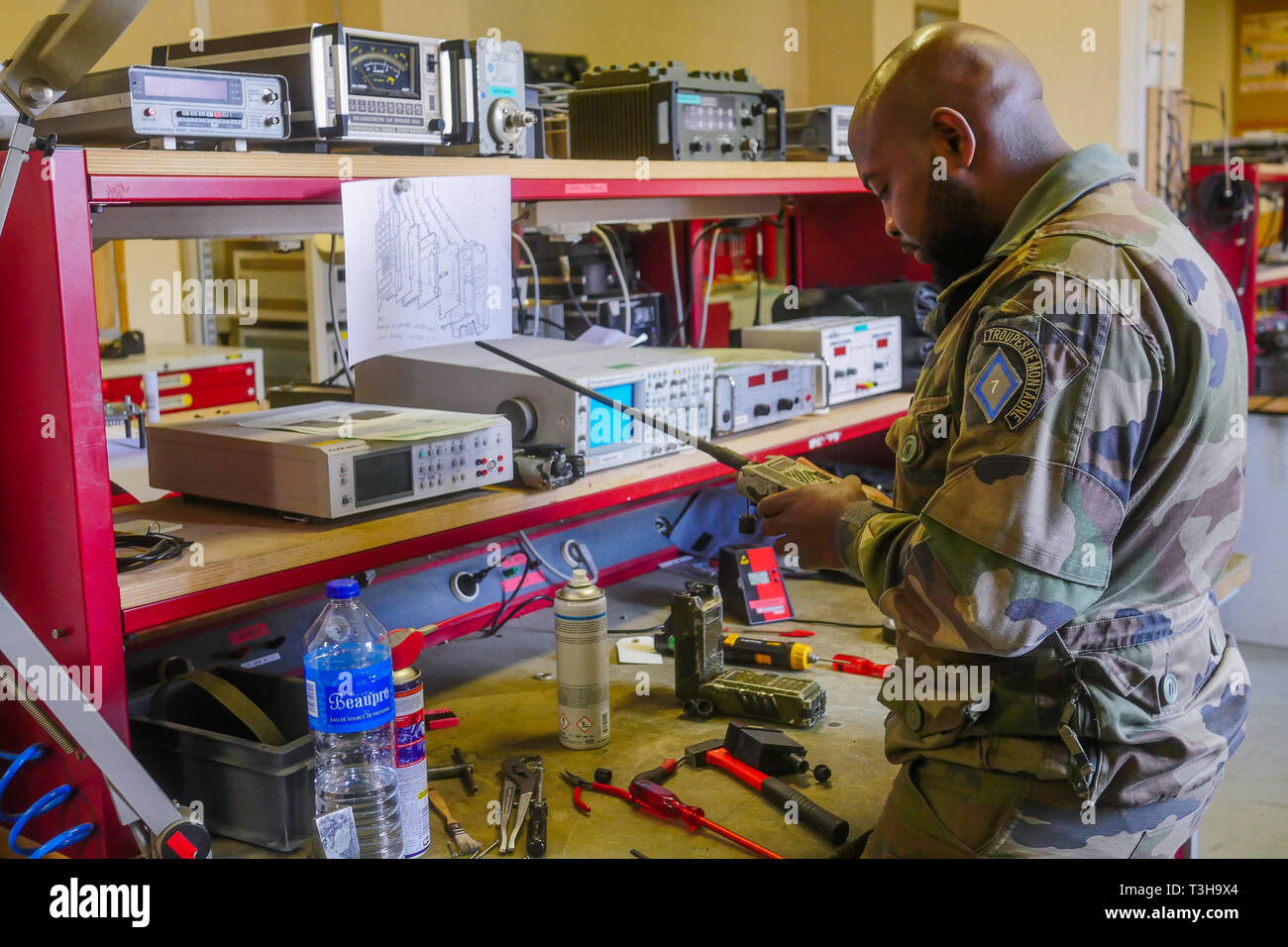 Electronic equipments repair workshop, 7th RMAT, Lyon, France Stock ...