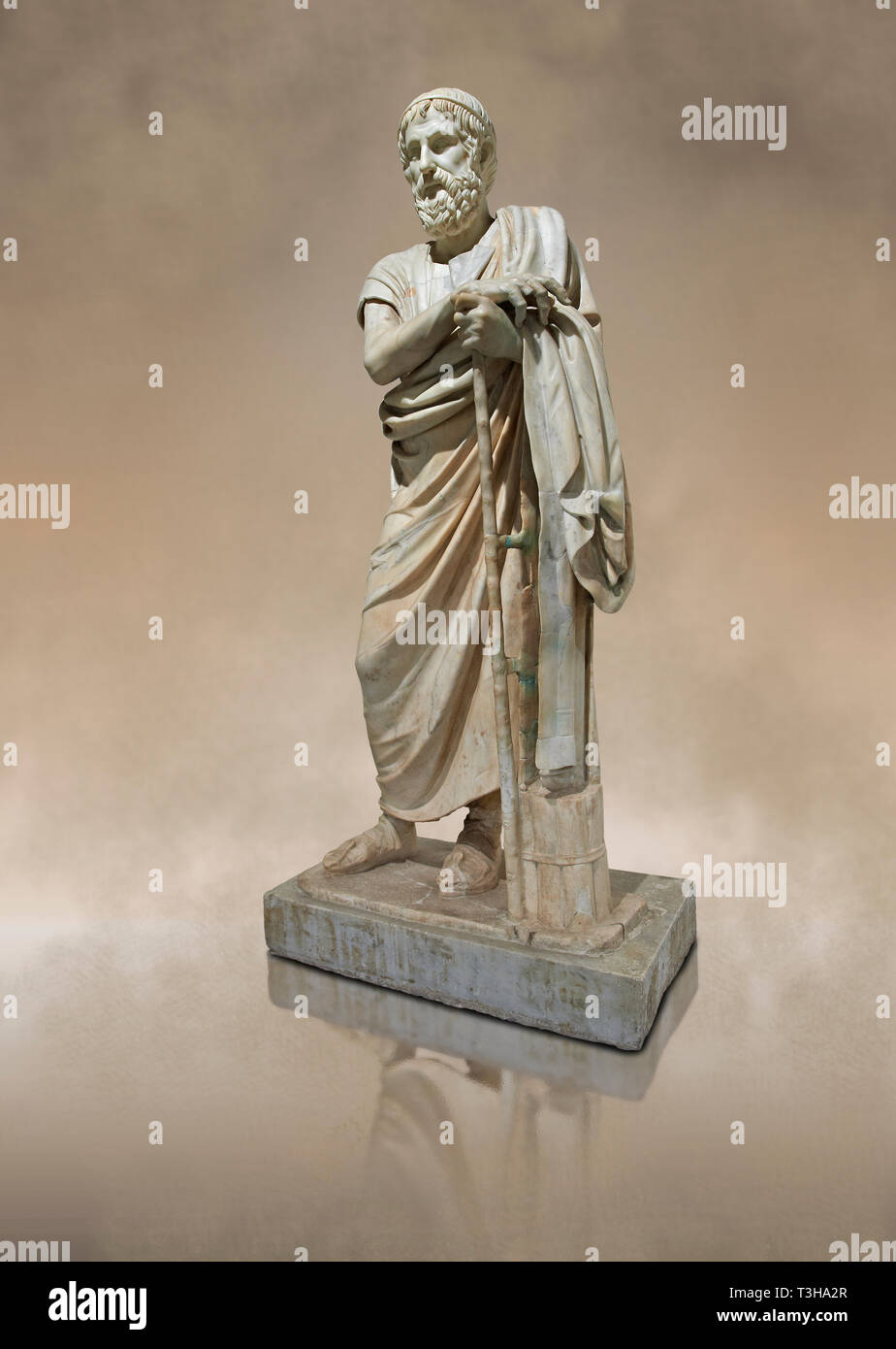 Roman marble sculpture of Homer from the rectangular peristyle of the ...