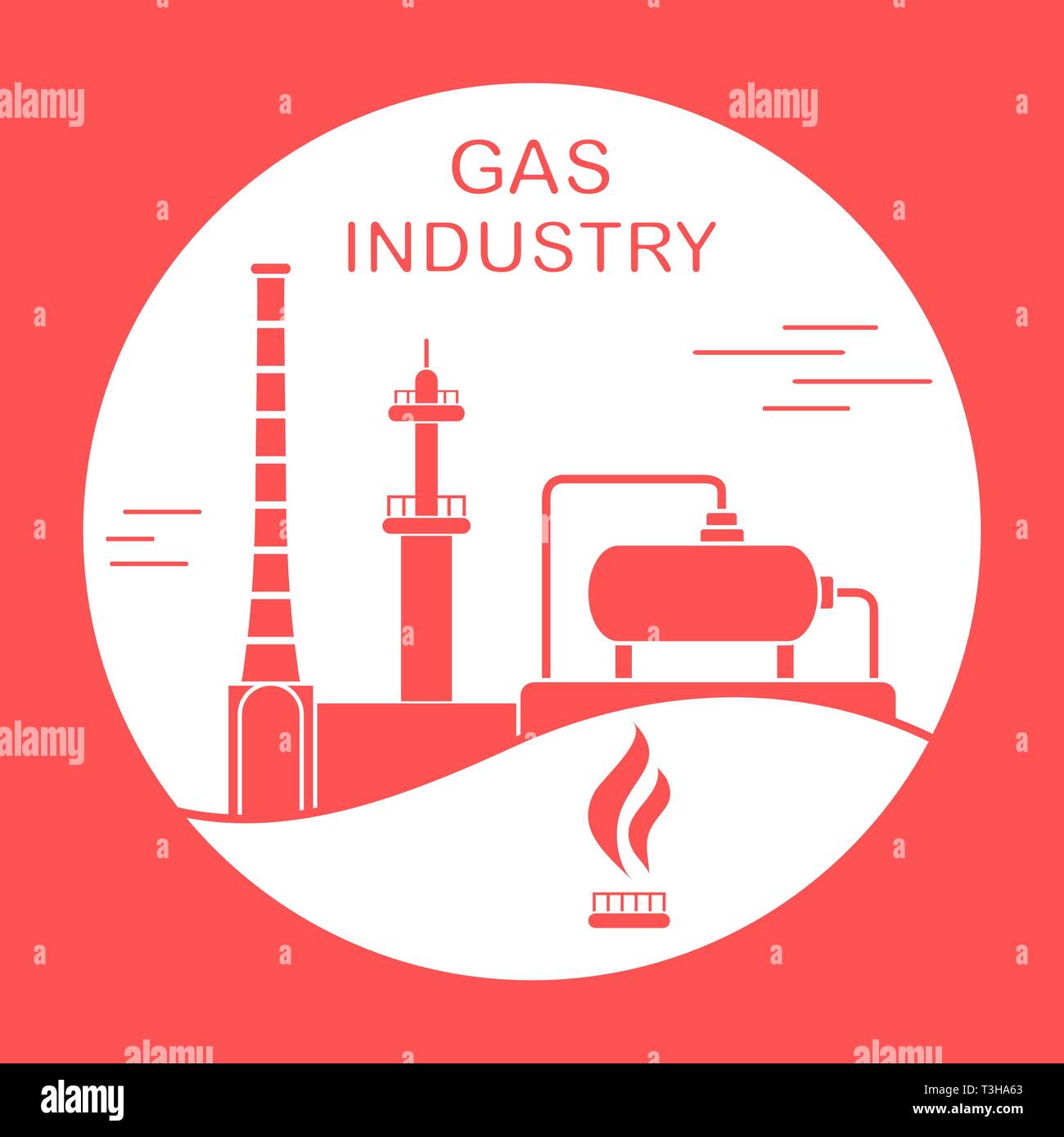 Vector illustration with equipment for gas production. Gas industry ...