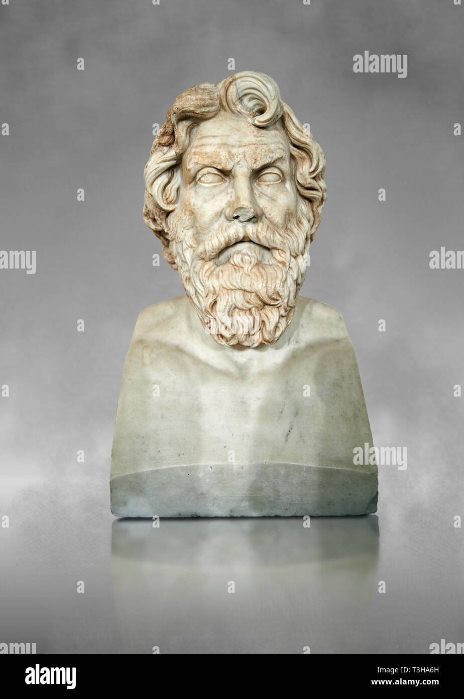 Roman marble sculpture bust of Antisthenes, 2nd century AD copy from an ...