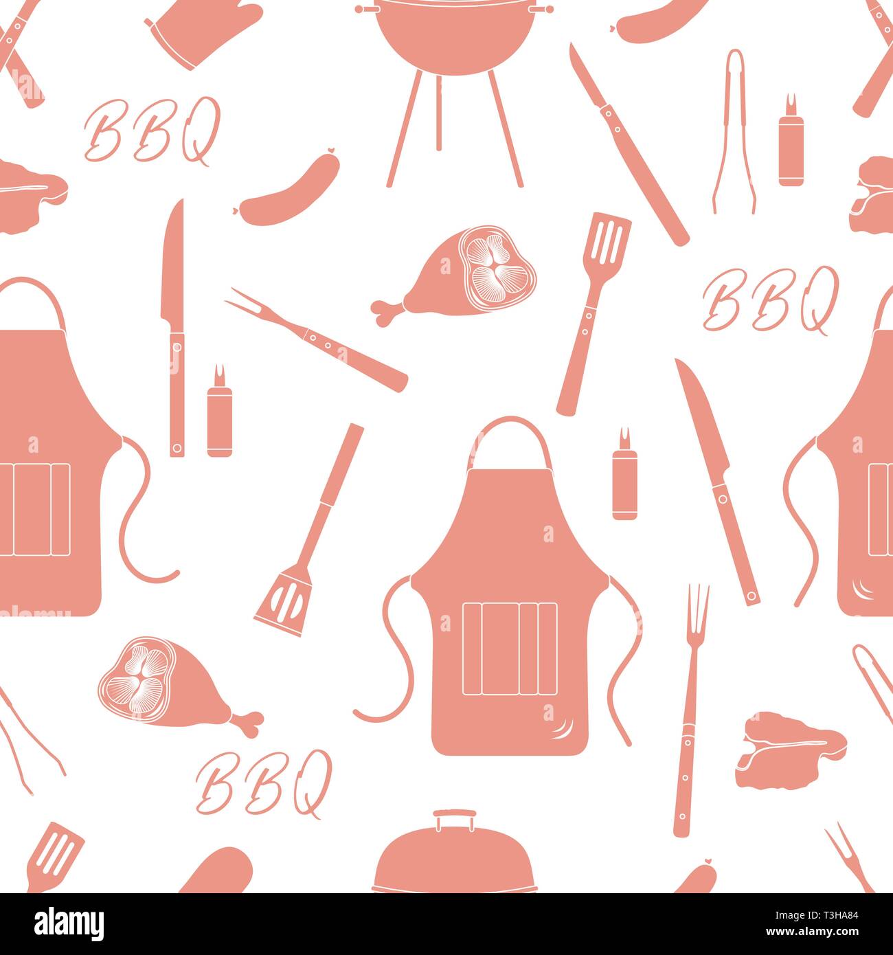 Seamless pattern with grill and barbecue tools. BBQ party background ...