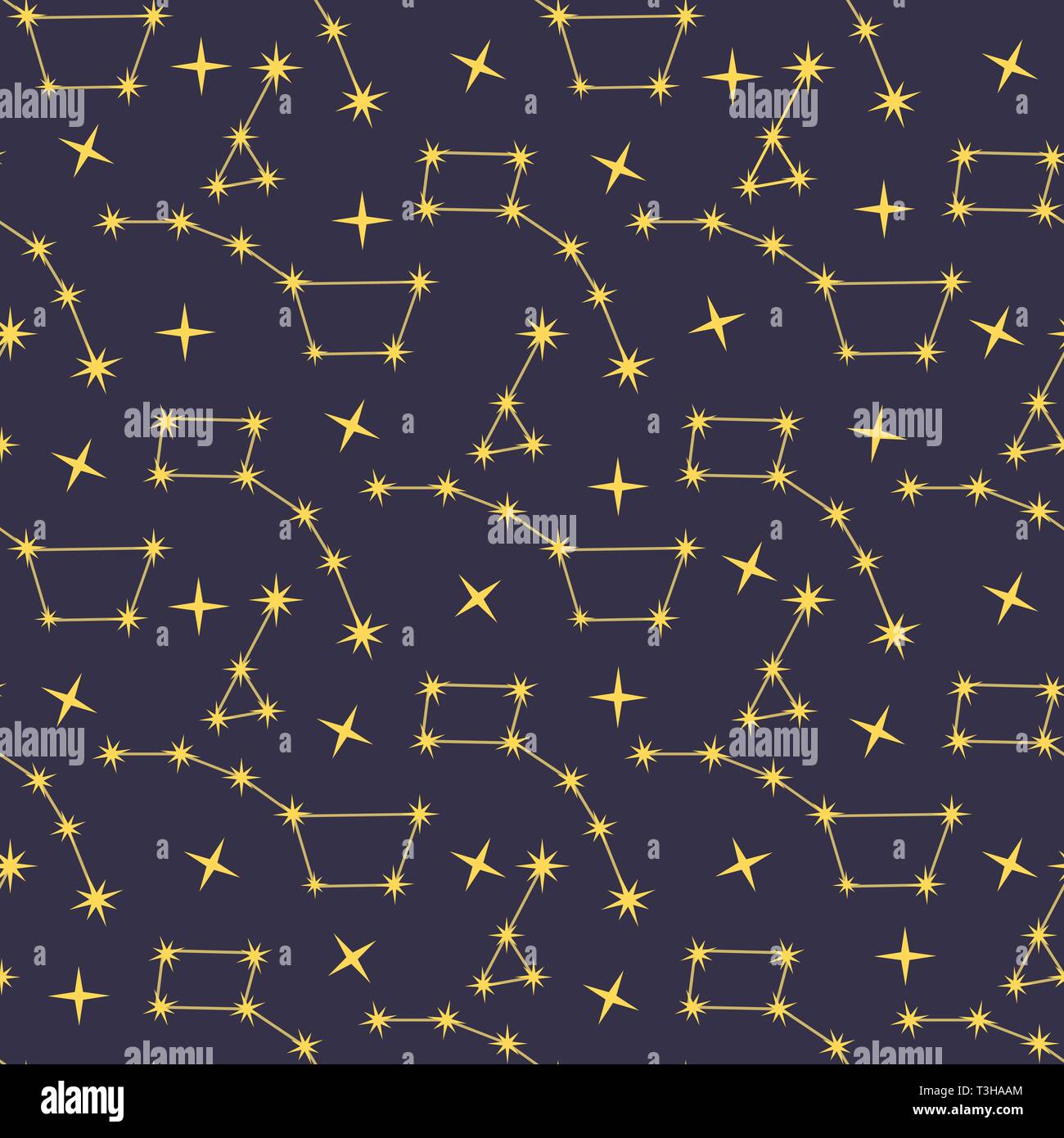 Seamless vector pattern with constellations. Space exploration ...