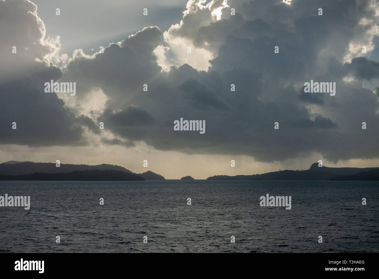 Whitsunday Island, Australia - February 16, 2019: Wide panorama shot of ...