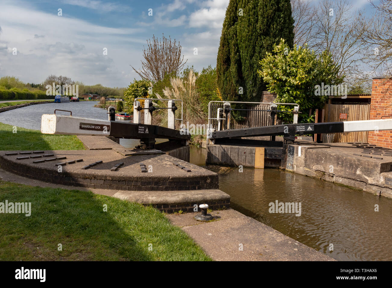 Canal Lock Gates on the Trent and Mersey Canal at Shardlow Marina,Derby ...