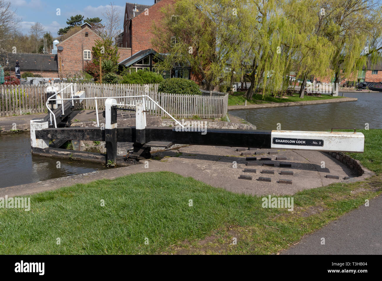 Canal Lock Gates on the Trent and Mersey Canal at Shardlow Marina,Derby ...