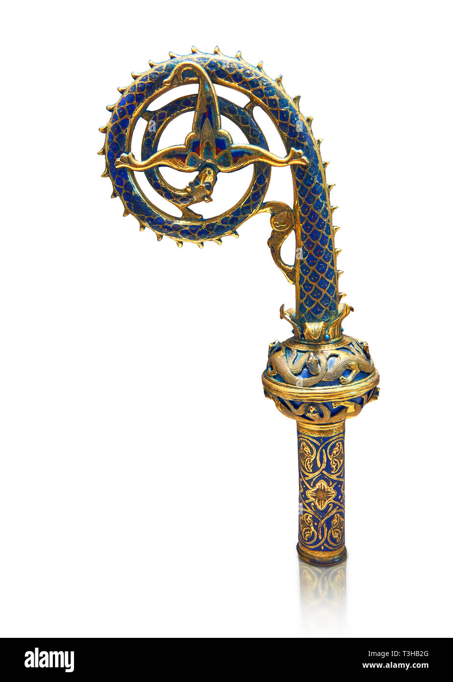 Medieval enamelled crosier with palm leaf flower, beginning of the 13th ...