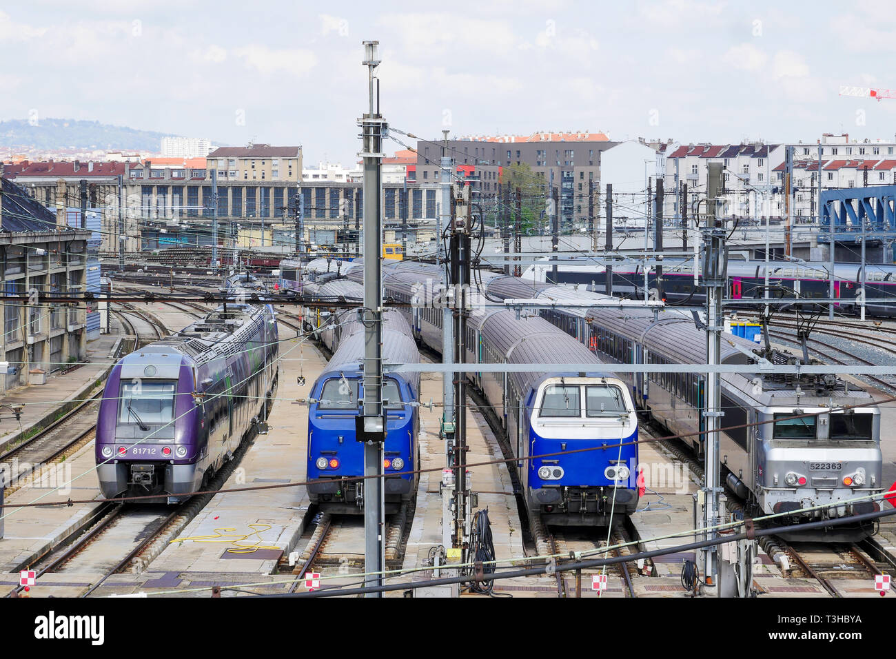 Four trains, Lyon, France Stock Photo - Alamy