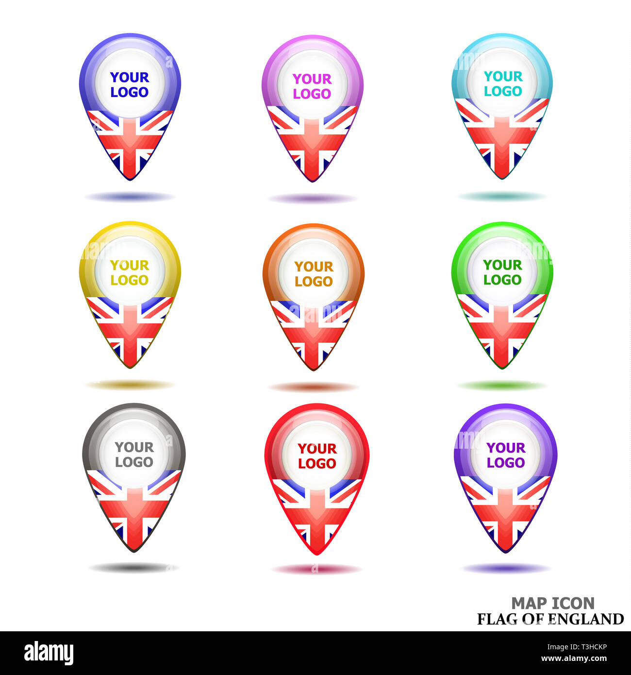 Bright map icon with map of England. Location Icon illustration Stock ...