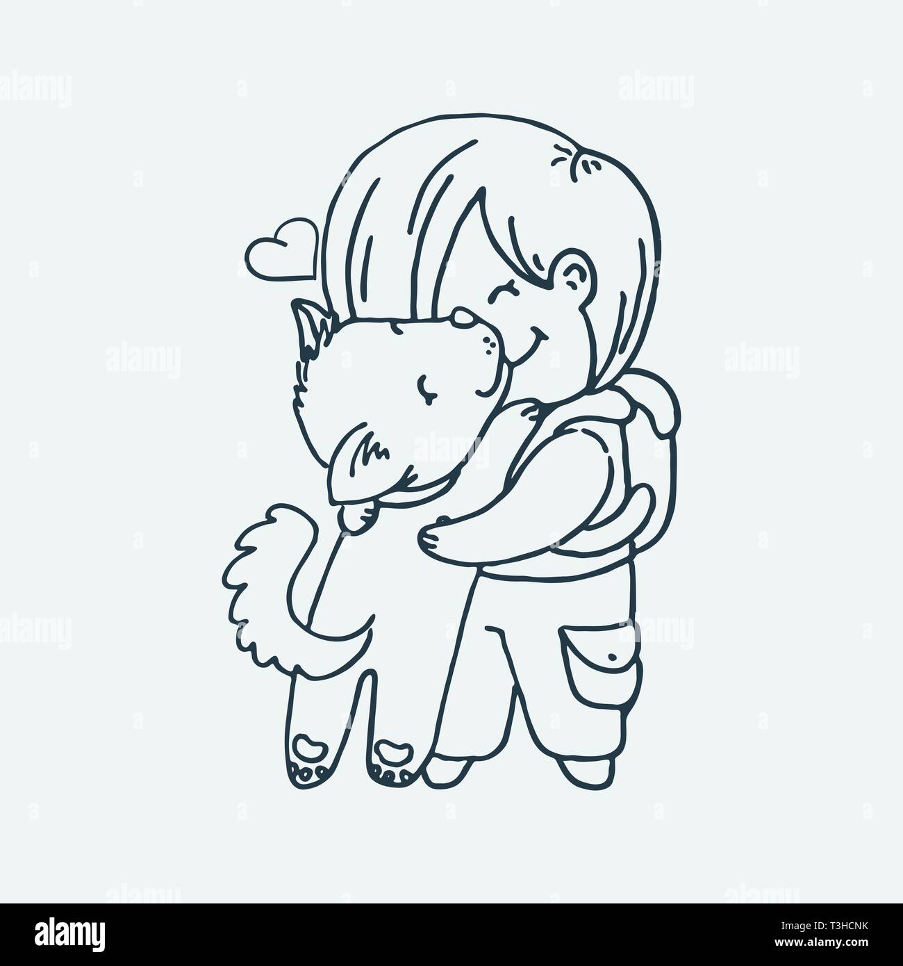 Cute Animals Hugging Drawing