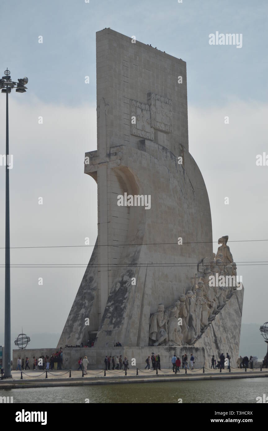 Monument To The Discoveries Statue To The Maritime Explorers In Belem ...
