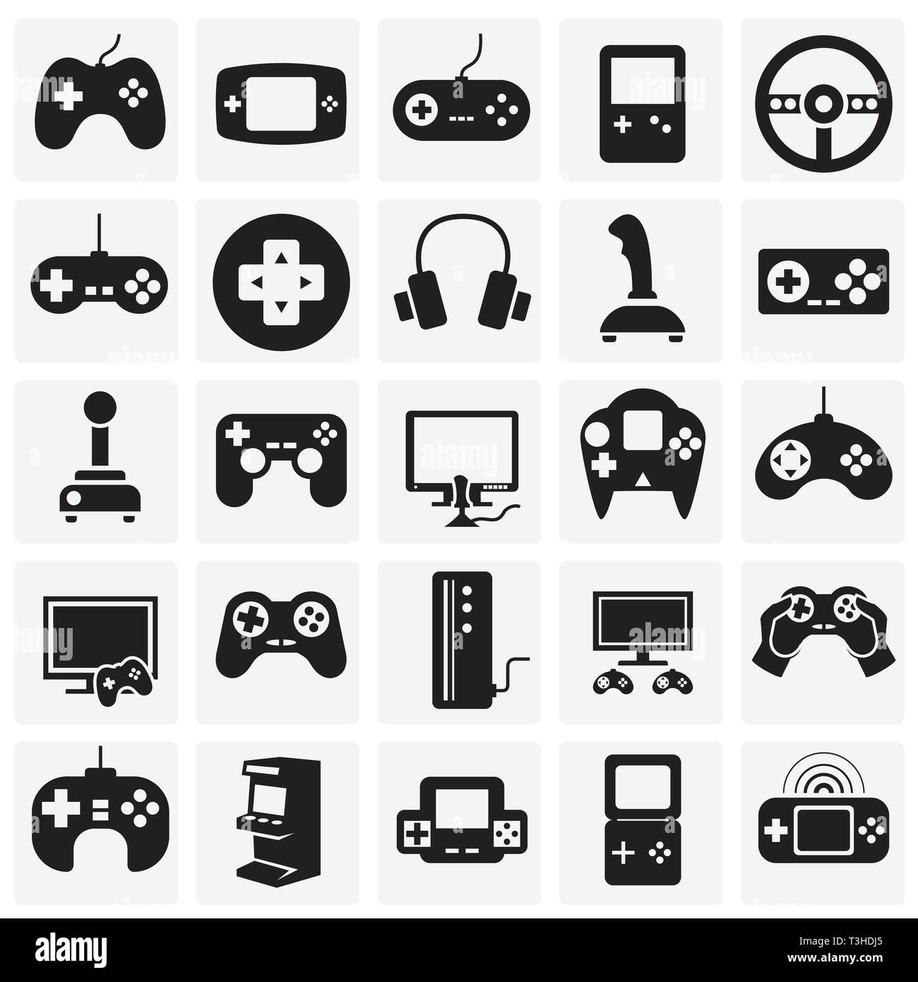 Gaming icons set on sqaures background for graphic and web design ...