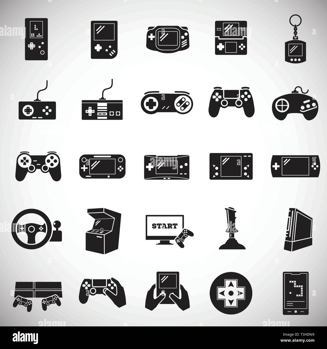 Gaming icons set on white background for graphic and web design. Simple ...