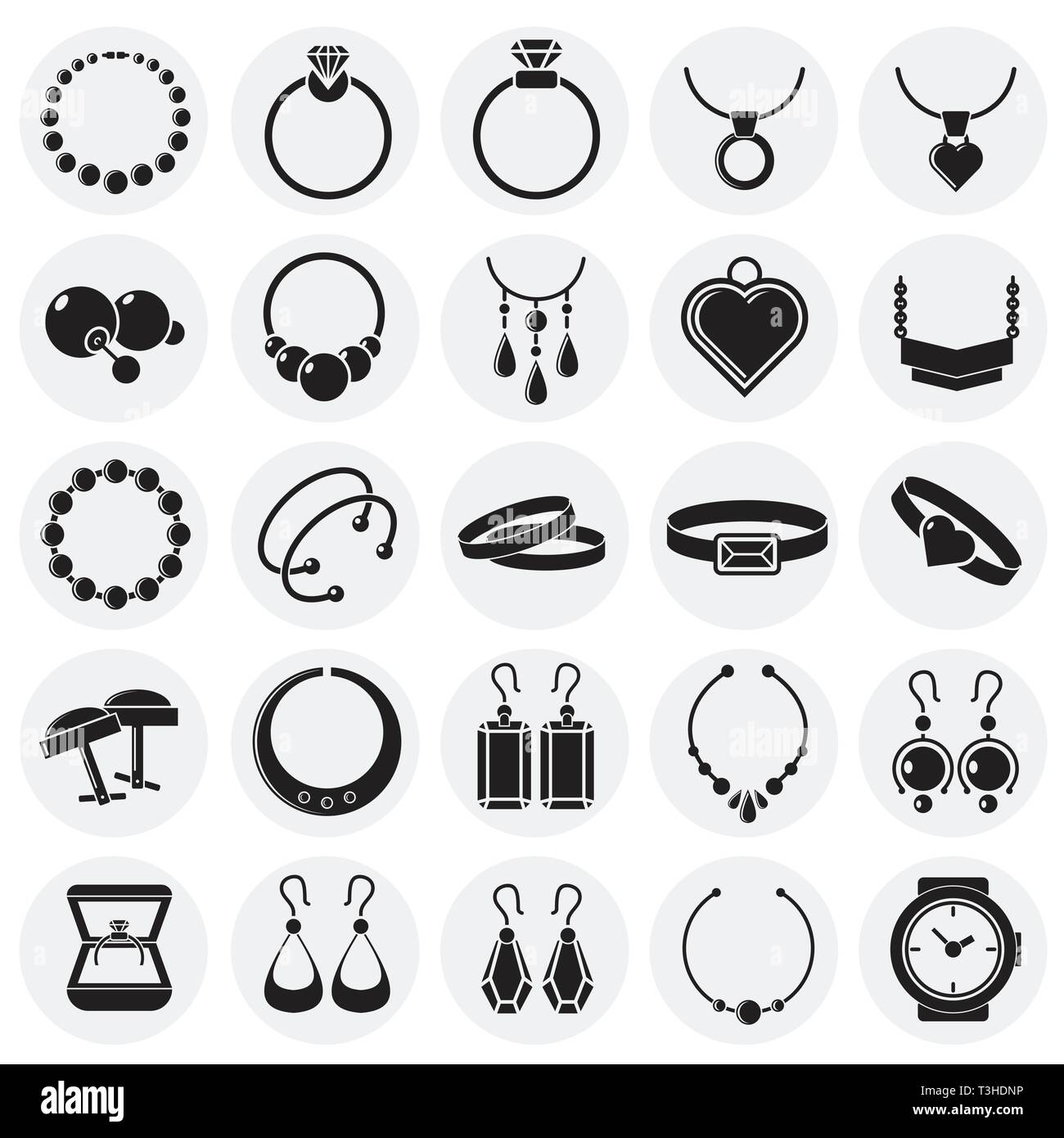 Jewelry icons set on cirlces background for graphic and web design ...